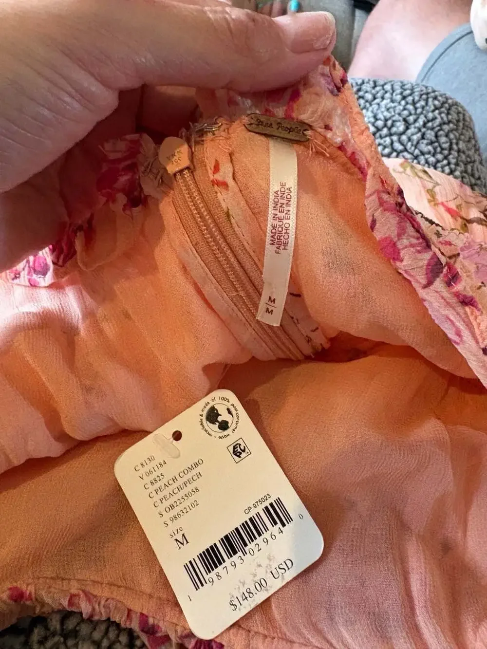 Free People | Dresses | Free People Peach Combo Floral Mini Dress Size ...